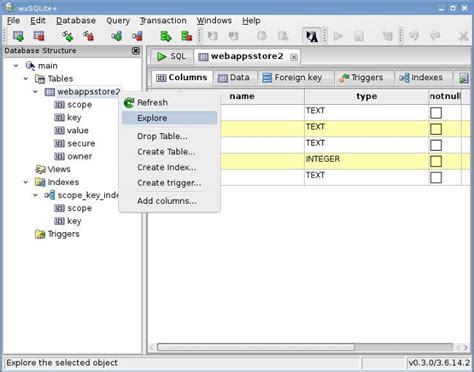 wxsqlite visualizza e modifica database sqlite