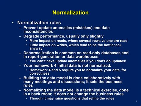 Solution Normalization With Examples Studypool