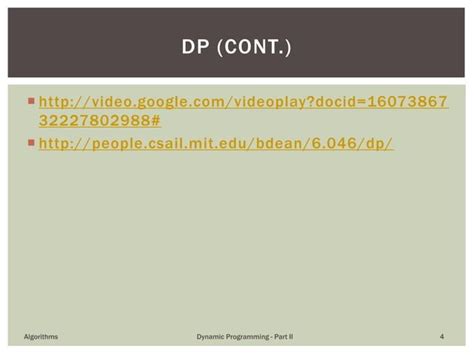 Dynamic Programming Part Ii Ppt