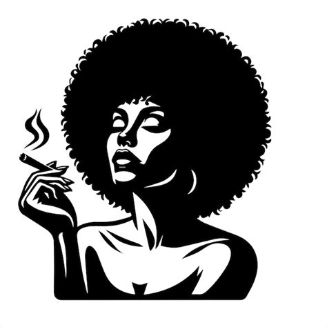 La Chica Afro Que Fuma Vector Premium