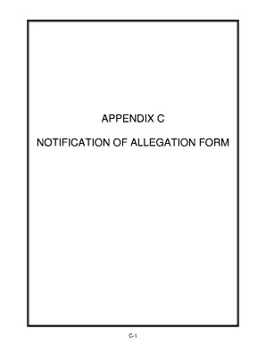 Fillable Online APPENDIX C NOTIFICATION OF ALLEGATION FORM Fax Email