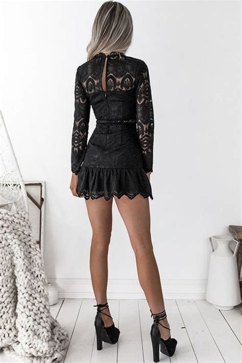 Pixie Dress Black Long Sleeve Homecoming Dresses High Neck