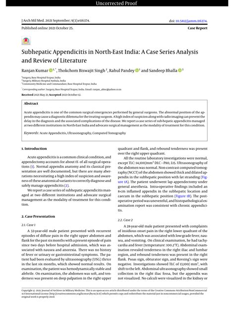 Pdf Subhepatic Appendicitis In North East India A Case Series