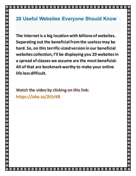 20 Useful Websites Everyone Should Know Docx