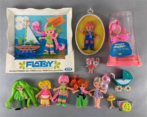 Group Of 9 Ideal Toys Flatsy Dolls And Accessories Auction