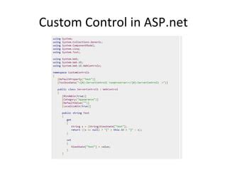 Custom Controls In ASP Net Web Design And HTML Internet
