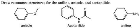 Draw Resonance Structures For The Aniline Anisole And Acetanilide