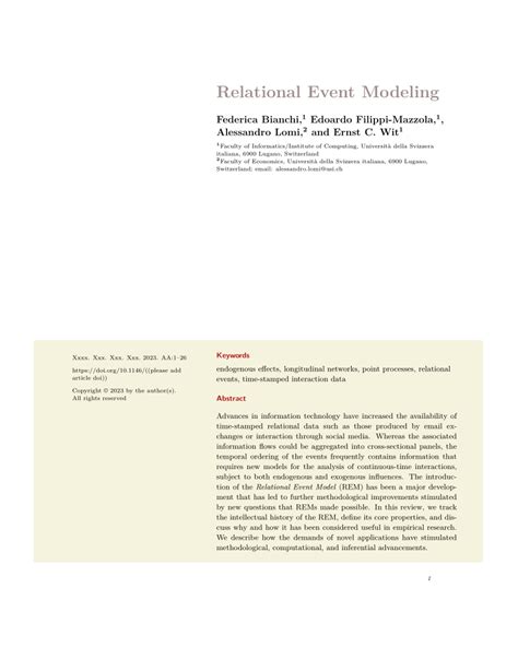 Pdf Relational Event Modeling