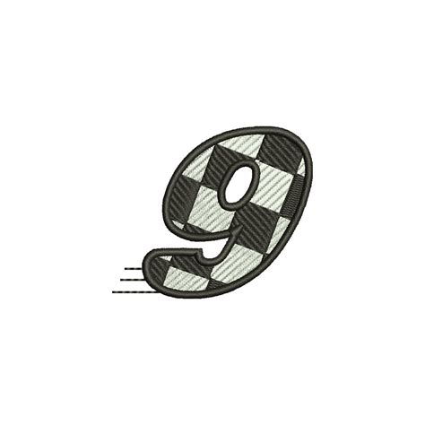 Checkered Flag Numbers 9 Number Digitized Embroidery Design E4hats