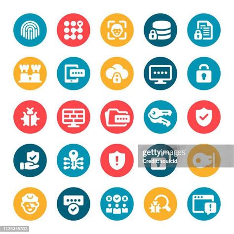 3342 Cyber Security Flat Icons High Res Illustrations Getty Images