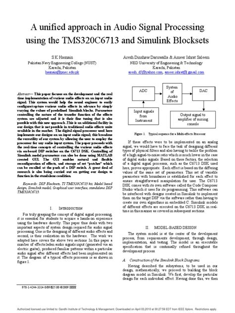 A Unified Approach In Audio Signal Processing Pdf Computer File