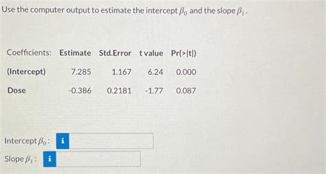 Solved Use The Computer Output To Estimate The Intercept B