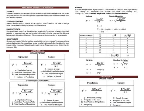 Statapp Variance And Standard Variation Measures Of Variability Or