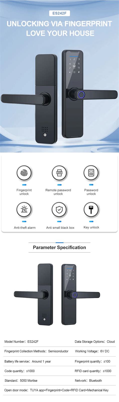 Elock Zigbee Smartlock Intelligent Touch Screen Doorlock