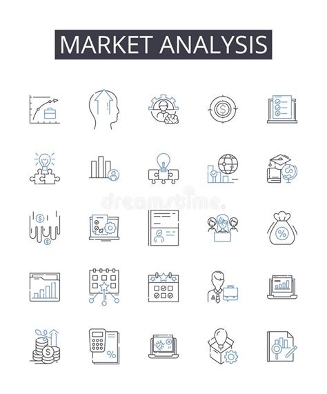 Market Analysis Line Icons Collection Market Research Marketing