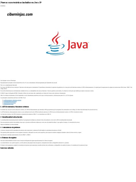 Nuevas Características Incluidas En Java 19 Pdf Java Lenguaje De