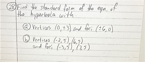 Solved 28 ﻿find The Standard Form Of Tho Eqn Of The
