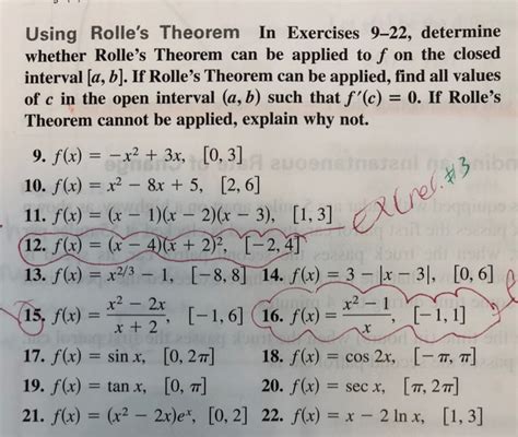 Solved Using Rolle S Theorem In Exercises 9 22 Determine Chegg Com