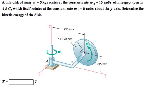 solved a thin disk of mass m 5 kg rotates at the constant