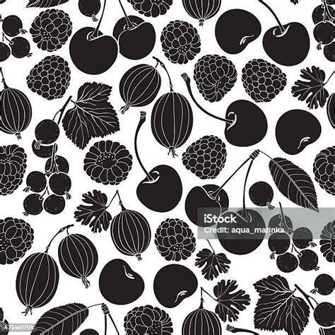 연속무늬 산딸기류 실루엣 산딸기 Blackberry 구스베리 체리 까치밥나무 열매류 2015년에 대한 스톡 벡터 아트 및 기타 이미지 Istock