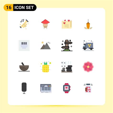 Mobile Interface Flat Color Set Of 16 Pictograms Of Plummet Measurement Chinese Instrument Love