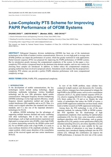 pdf low complexity pts scheme for improving papr performance of ofdm