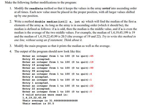 Solved Java Program For This Gets The Median And How To Get Chegg Com