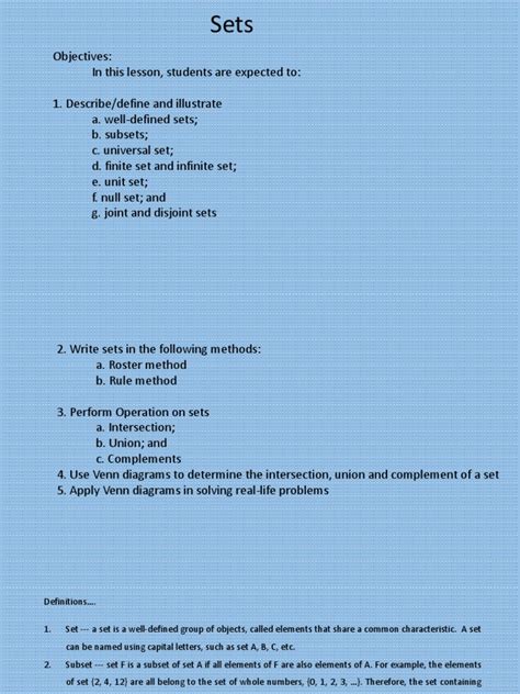 l1 sets pdf pdf set mathematics mathematical concepts