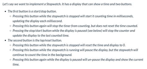 Solved Lets Say We Want To Implement A Stopwatch It Has A