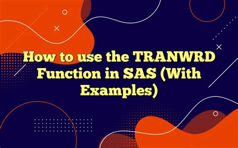 how to use the tranwrd function in sas with examples
