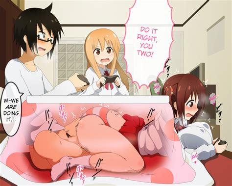 Rule 34 1boy 2girls Black Hair Blonde Hair Blush Bottomless Breasts