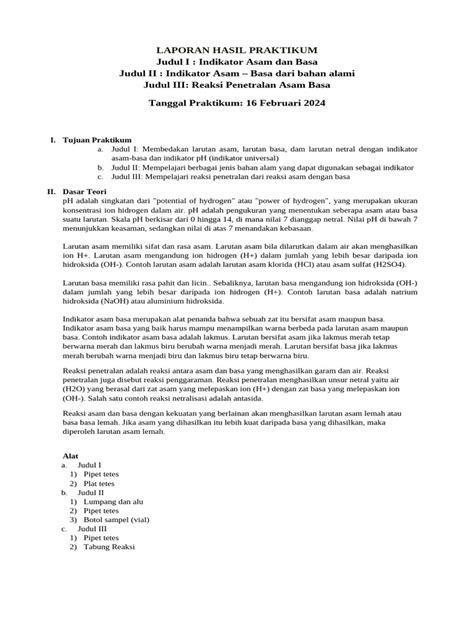 Laporan Praktikum Asam Basa Keiran Farrell Xie Xi5 21 Pdf
