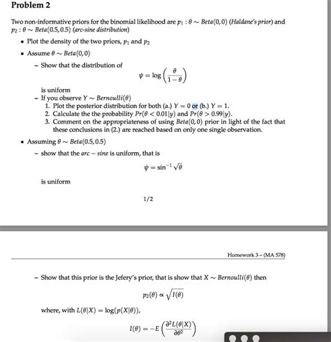 Problem 2 Two Non Informative Priors For The Binomial