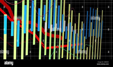 image of statistics with red and green lines and data processing over
