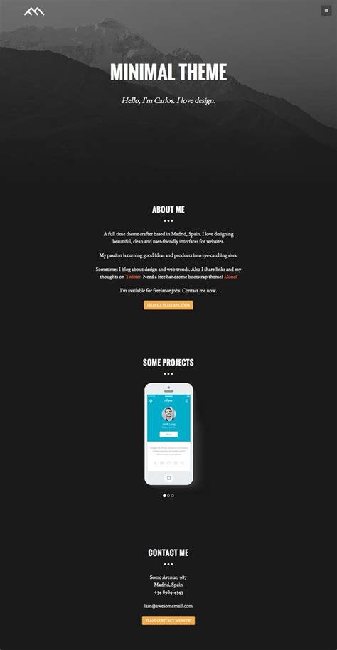 Minimal Dark Bootstrap 3 Theme Minimalism Bootstrap Template Web