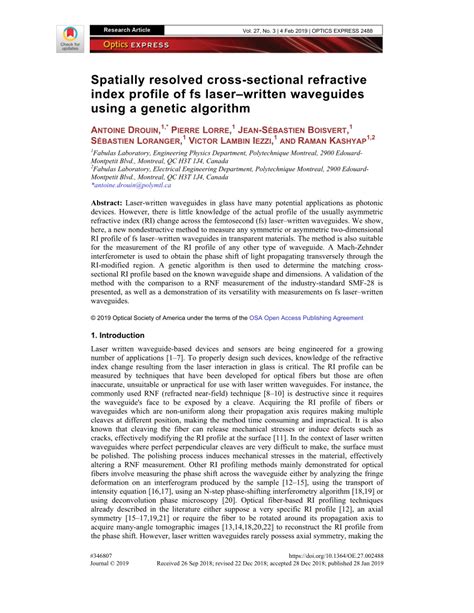 Pdf Spatially Resolved Cross Sectional Refractive Index Profile Of Fs