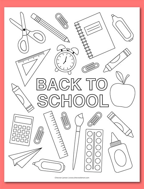 Coloring Pages Of School Supplies