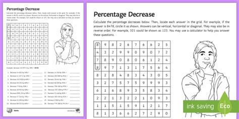 Number Search Puzzle Percentage Decrease Ks3 Maths