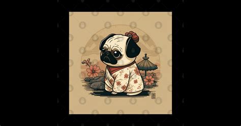 Pug In Tradition Japanese Attire In Anime Style Pug T Shirt