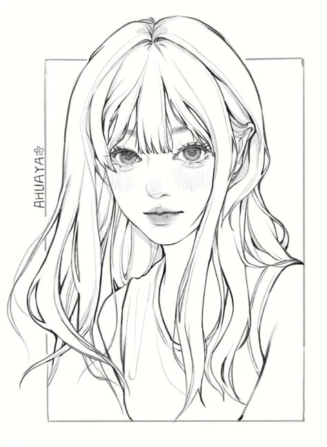 少女线稿练习含步骤图 花瓣网