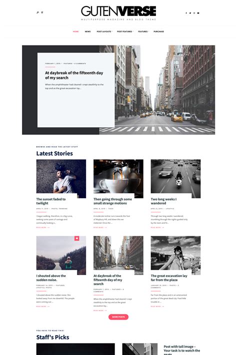 GutenVerse Magazine And Blog WordPress Theme News Web Design Blog Design Inspiration Blog