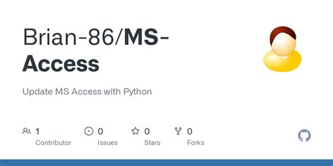 Github Brian 86ms Access Update Ms Access With Python