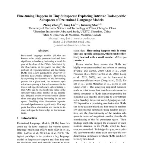 Fine Tuning Happens In Tiny Subspaces Exploring Intrinsic Task Specific Subspaces Of Pre