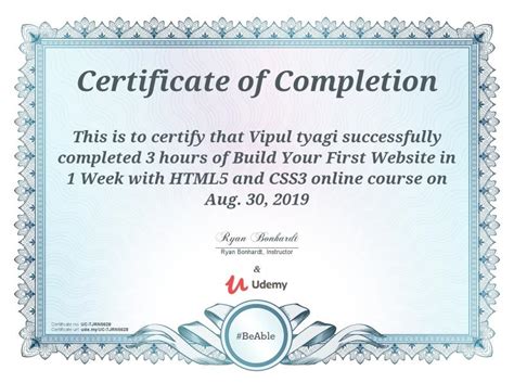 Vipul Tyagi On Linkedin Achivement Udemy Html5 Css3 Thanxudemy