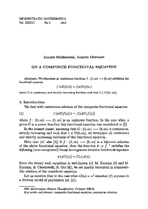 Pdf On A Composite Functional Equation Pdf On A Composite Functional Equation