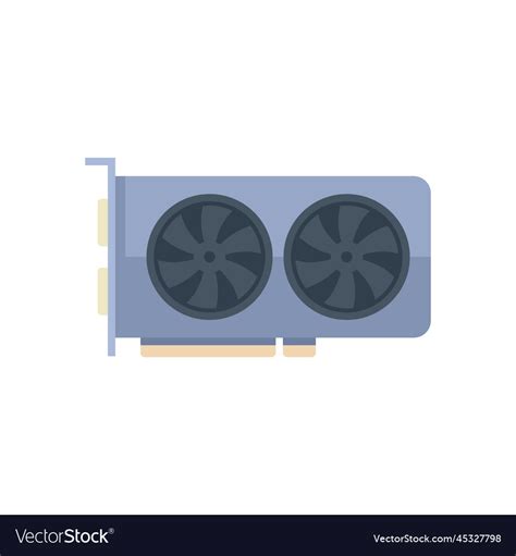 Chip Gpu Card Icon Flat Graphic Pc Royalty Free Vector Image