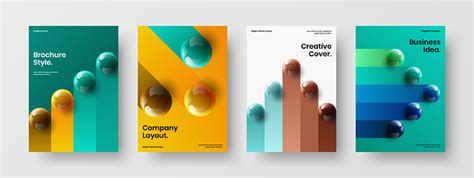 놀라운 3d 공 프리젠 테이션 일러스트 세트 최소 핸드빌 벡터 디자인 템플릿 구성 A4 용지에 대한 스톡 벡터 아트 및 기타