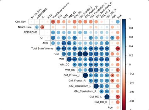 Correlation Matrix Of Brain Volume Measurements With Clinical And