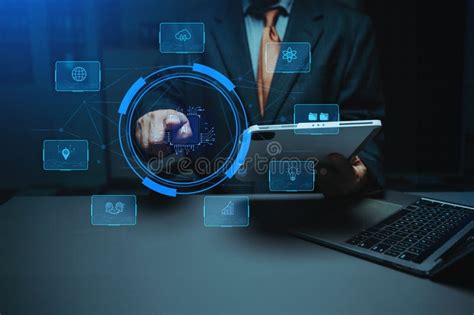Man Using Chatbot In Computer And Tablet Smart Intelligence Ai Chat With AI Artificial