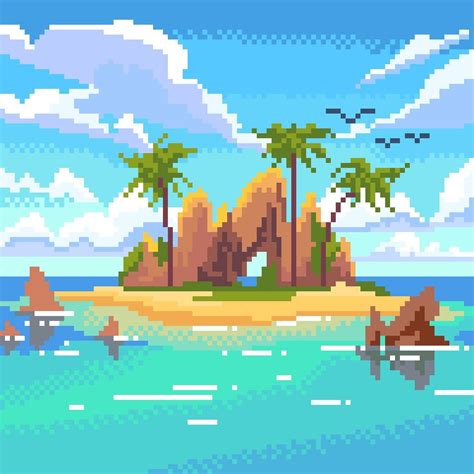Tropical Island Pixel Art